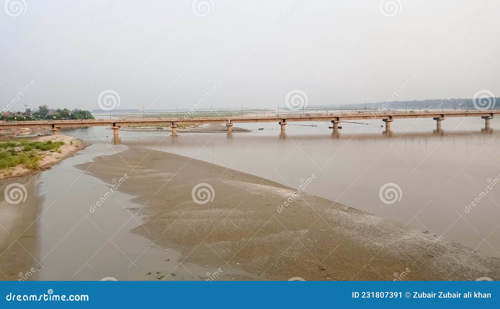 River Bank with Bridge and Marshy Area after Monsoon Stock Image ...