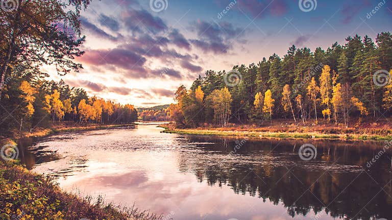 River bank in fall stock photo. Image of reflects, scenic - 61275396