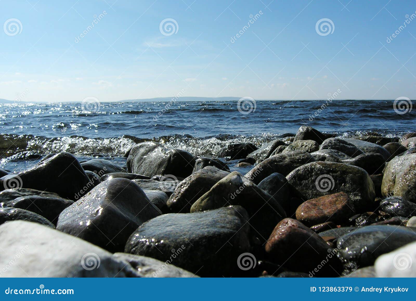 The River Bank with a Large Pebble. Stock Image - Image of beam, path ...