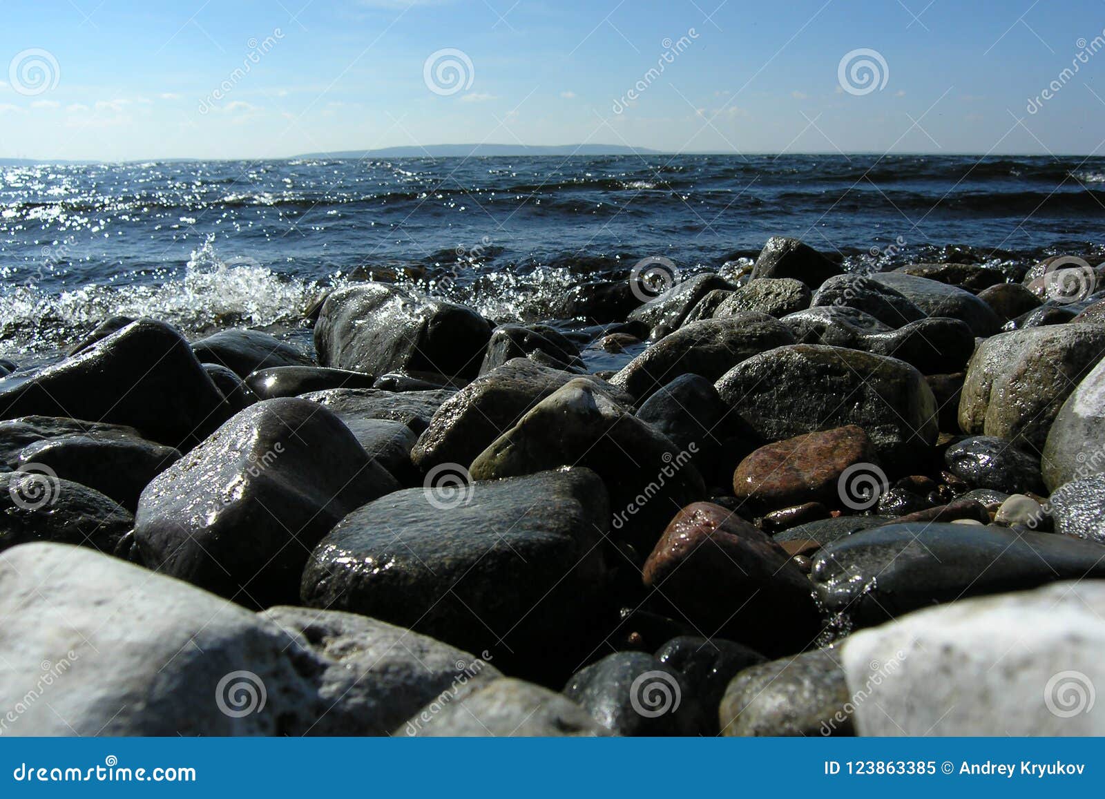 The River Bank with a Large Pebble. Stock Image - Image of pathway ...