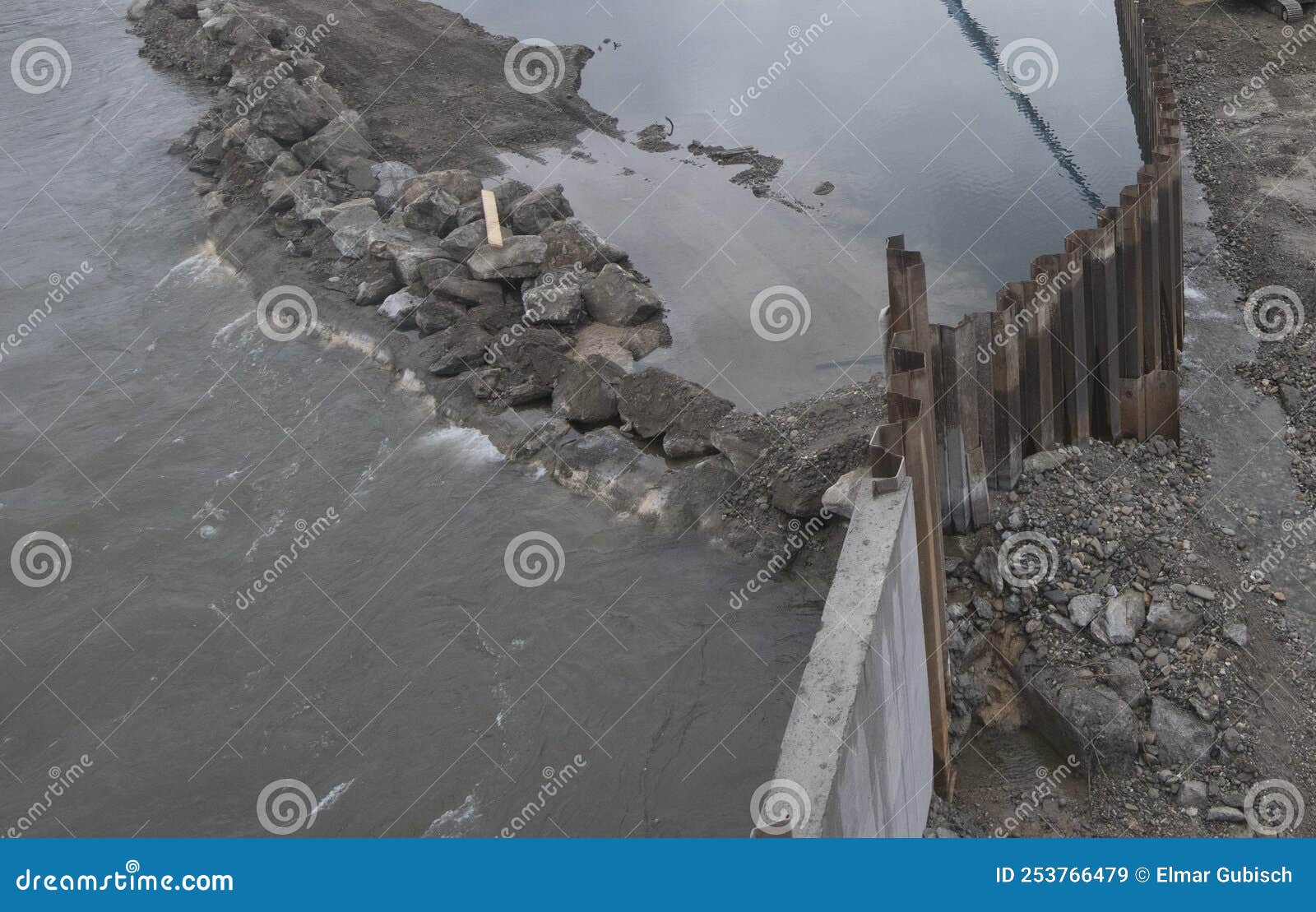 River Bank Protection and Dam Construction Stock Image - Image of ...
