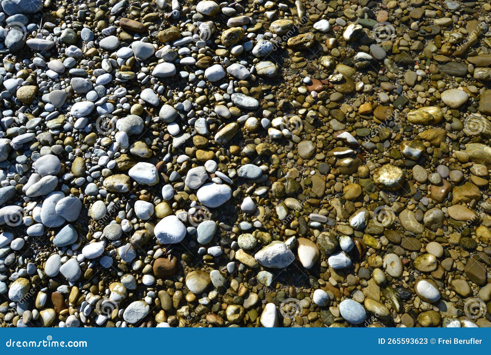 River Bank with Stones that are Partly Wet and Partly Dry Stock Image ...