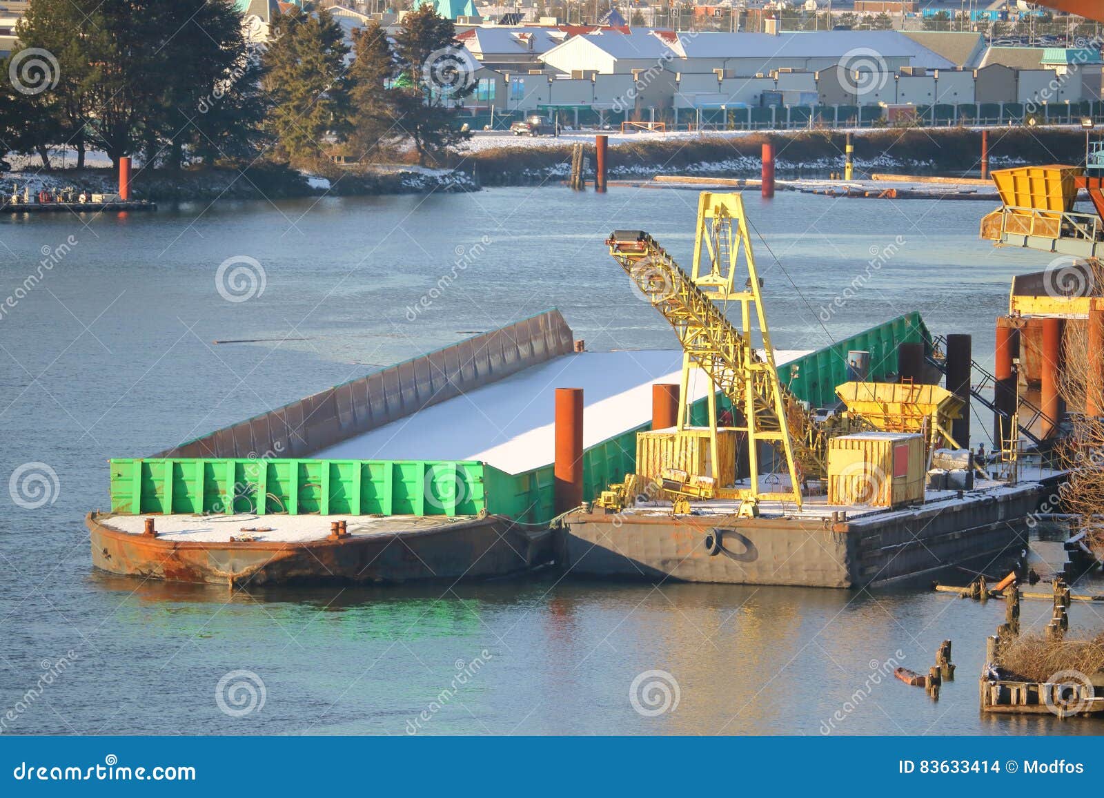 River Barge and Loading Platform Stock Photo - Image of empty, platform ...