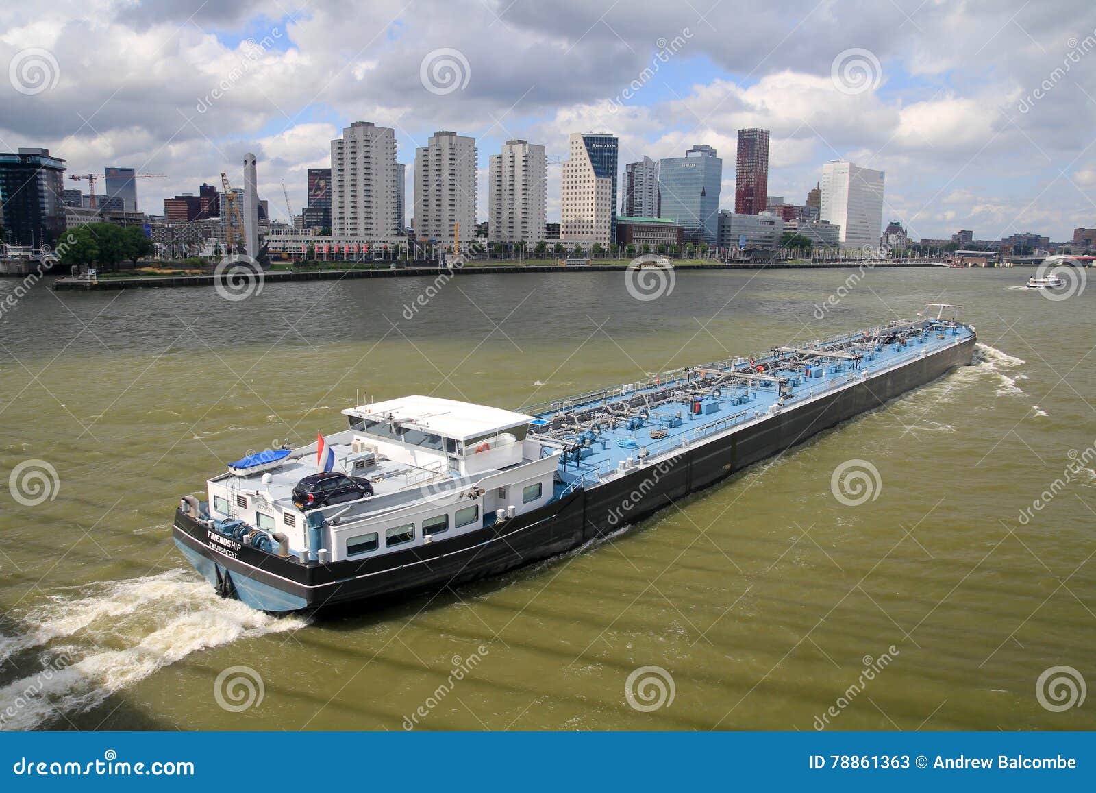 River barge near Rotterdam editorial stock photo. Image of cargo - 78861363