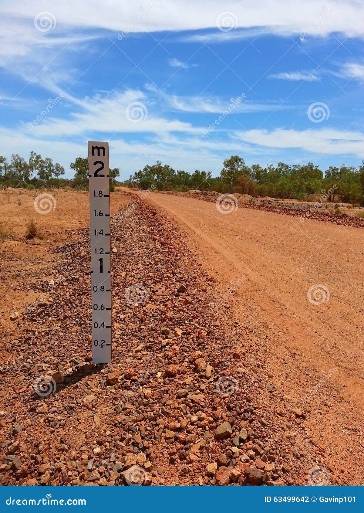 Dry River Bed Depth Gauge in Outback Australia Stock Photo - Image of ...