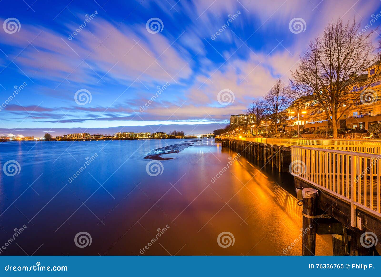 River Boardwalk in the Evening Stock Image - Image of riverside ...