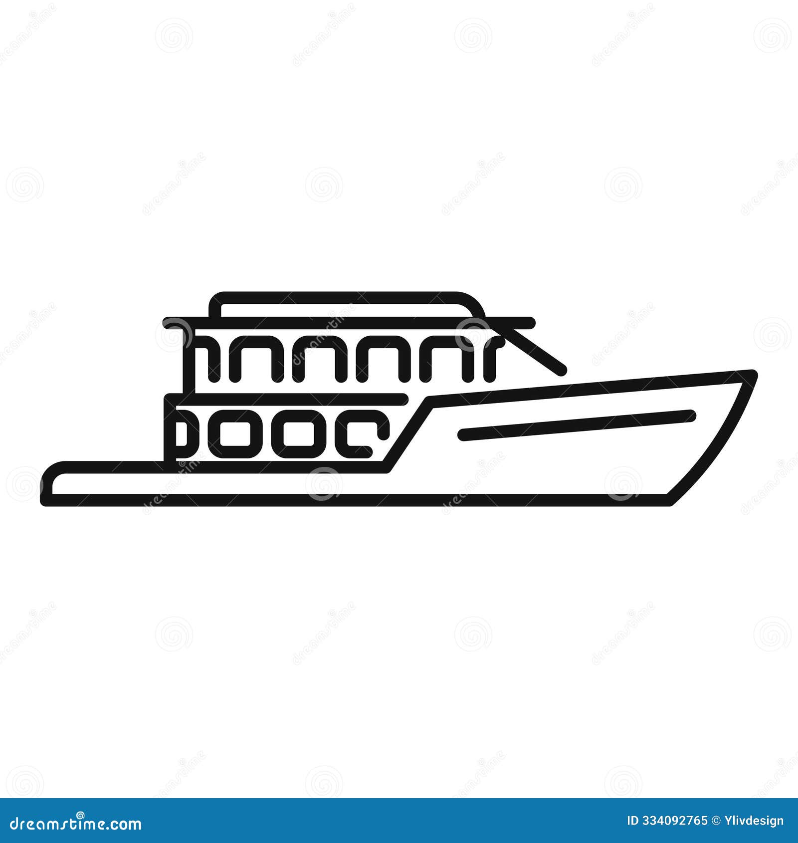 River Boat Floating on Water in Black and White Stock Vector ...