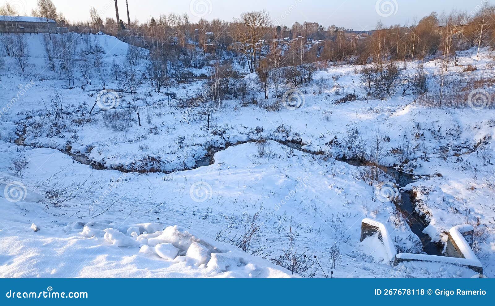 River at the Bottom of the Ravine Stock Photo - Image of frost ...