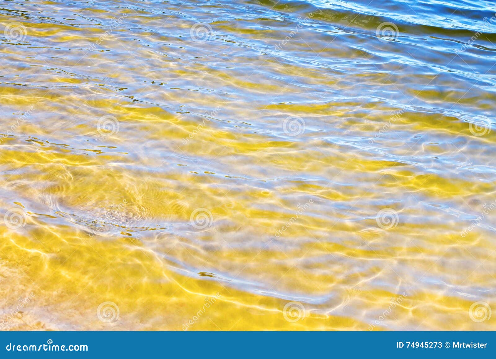River Bottom with Yellow Sand in Transparent Water Stock Image - Image ...
