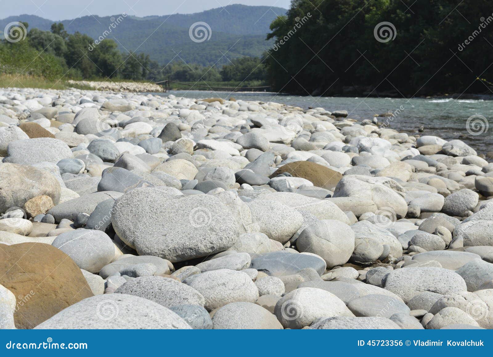 River Boulders into a Mountain River Stock Photo - Image of tree, water ...