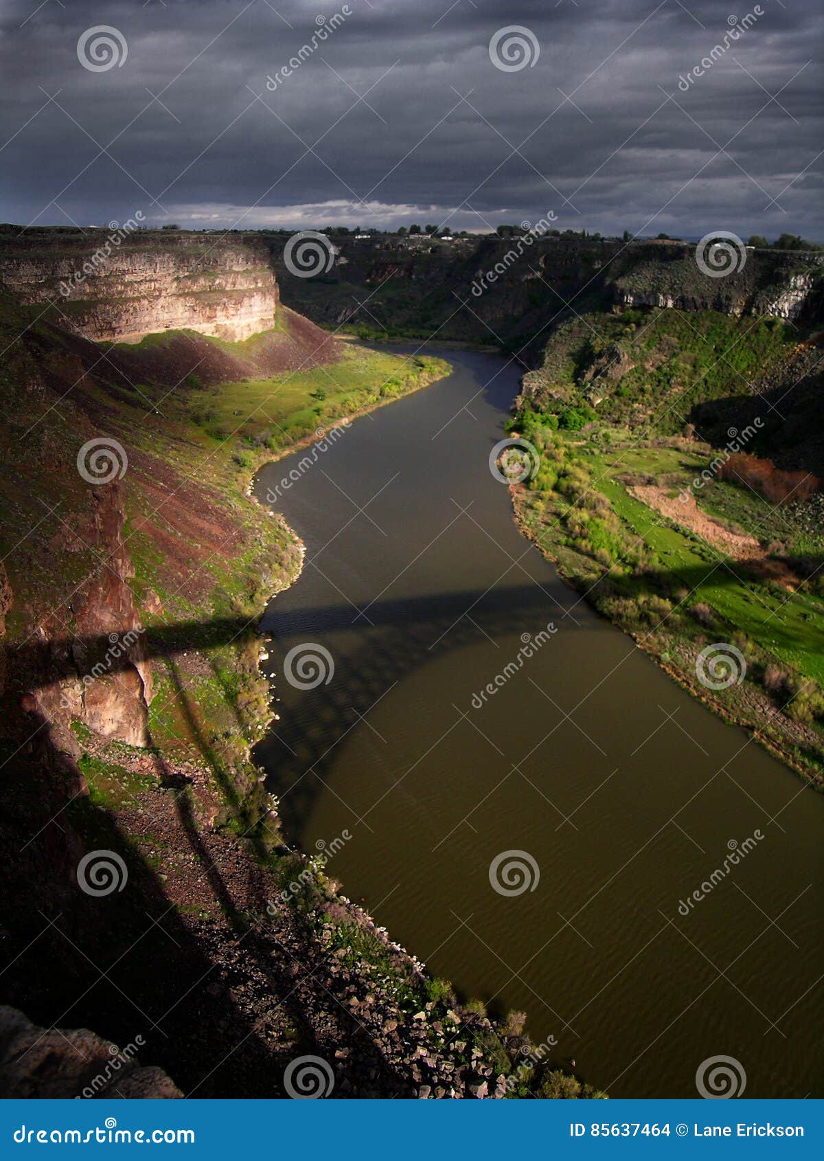 River and Bridge in Canyon Gorge Valley Stock Photo - Image of ...