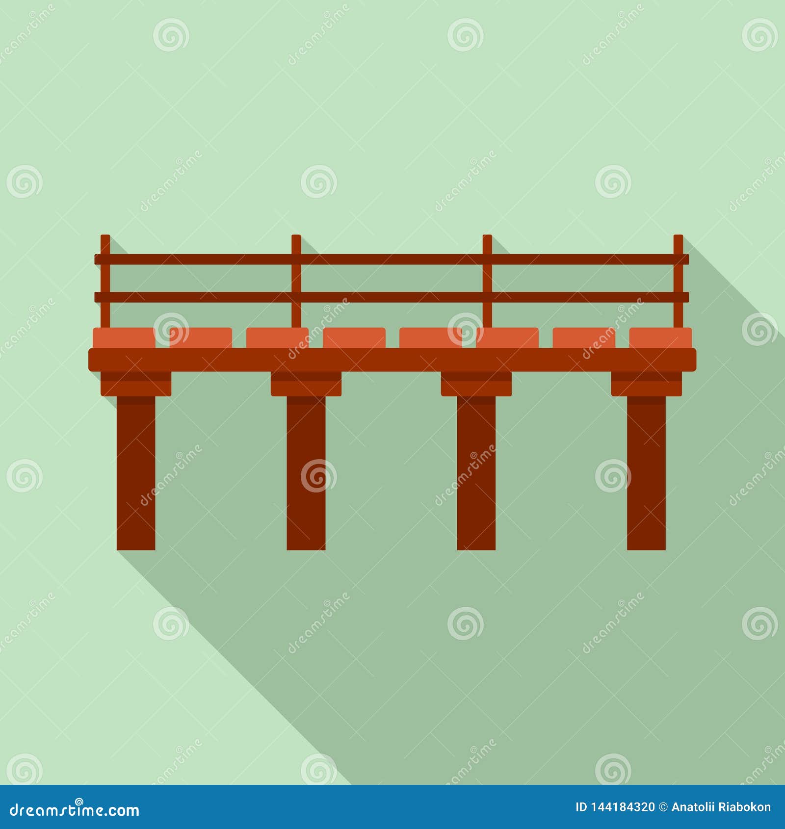 River Bridge Icon, Flat Style Stock Vector - Illustration of linear ...