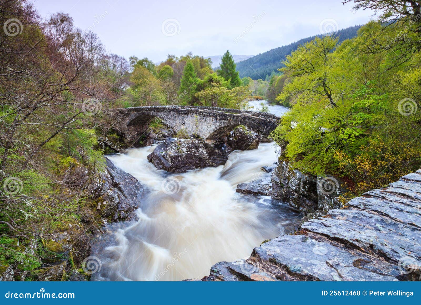 River and Bridge in Mountain Landscape Stock Photo - Image of highlands ...