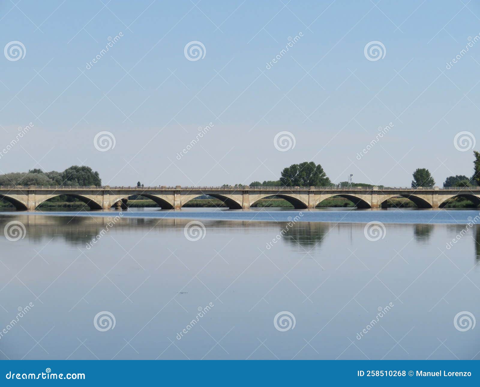 River with Bridge Path Passage Water Sky Landscape Stock Photo - Image ...