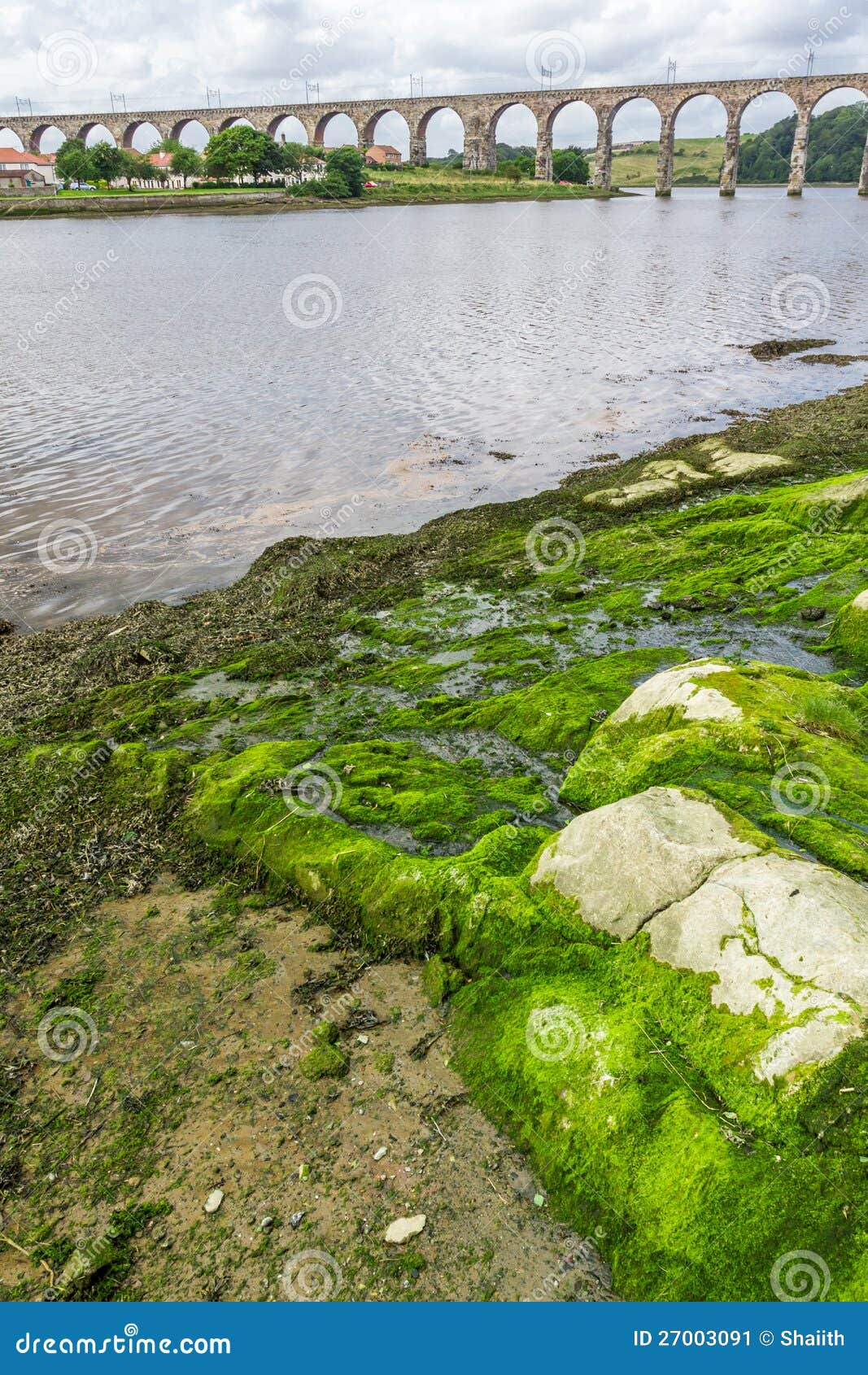 River and Bridge in a Small Town Stock Image - Image of house, rural ...