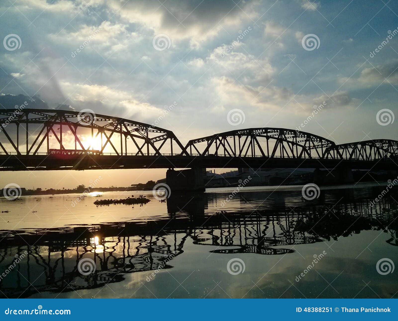 River Bridge sunset stock image. Image of sunset, river - 48388251