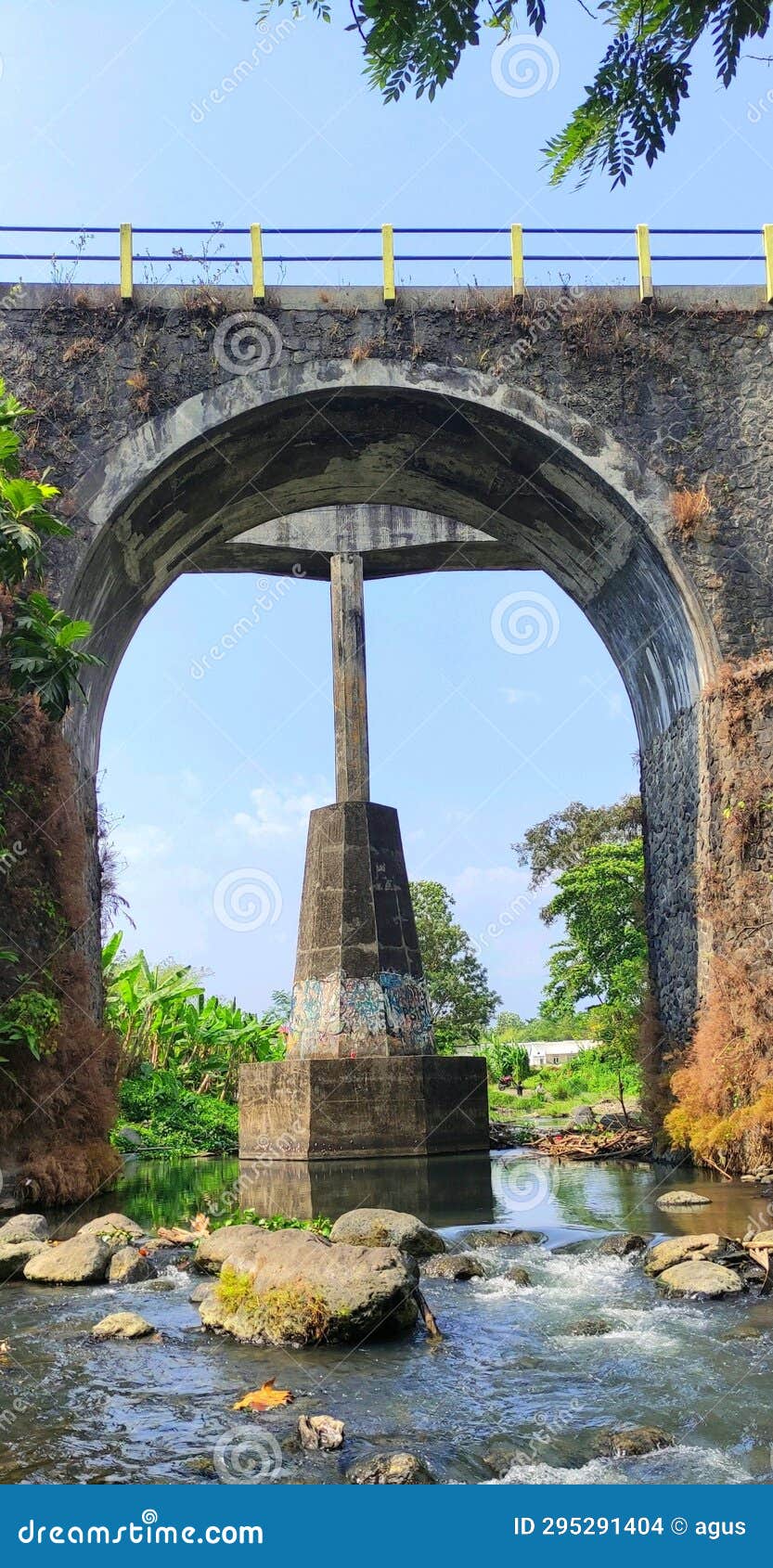 River Bridge Water Stone Pole Nature Stock Photo - Image of vadndalism ...