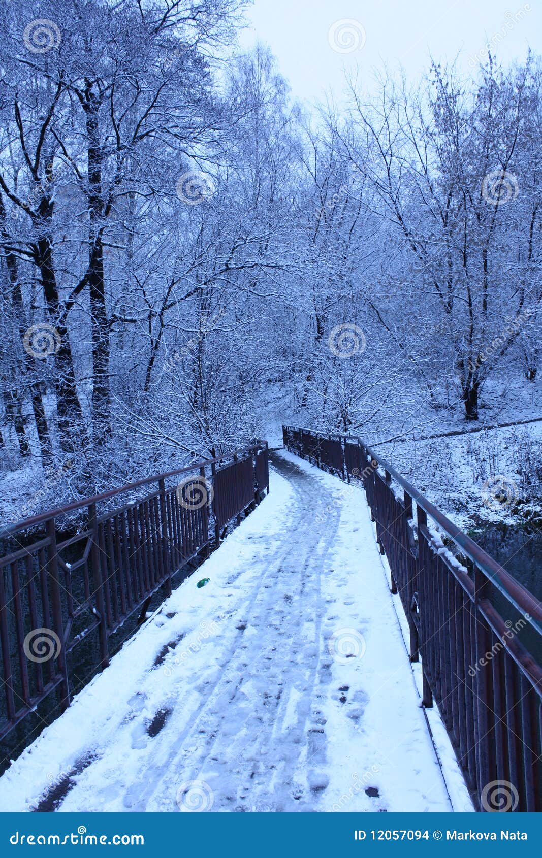 River Bridge in winter stock photo. Image of christmas - 12057094