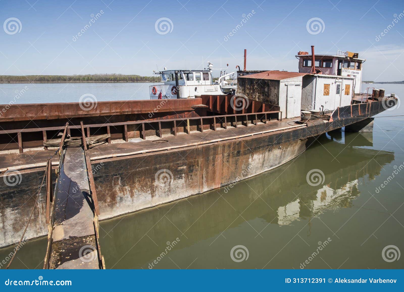 River bulk cargo barge stock image. Image of transportation - 313712391