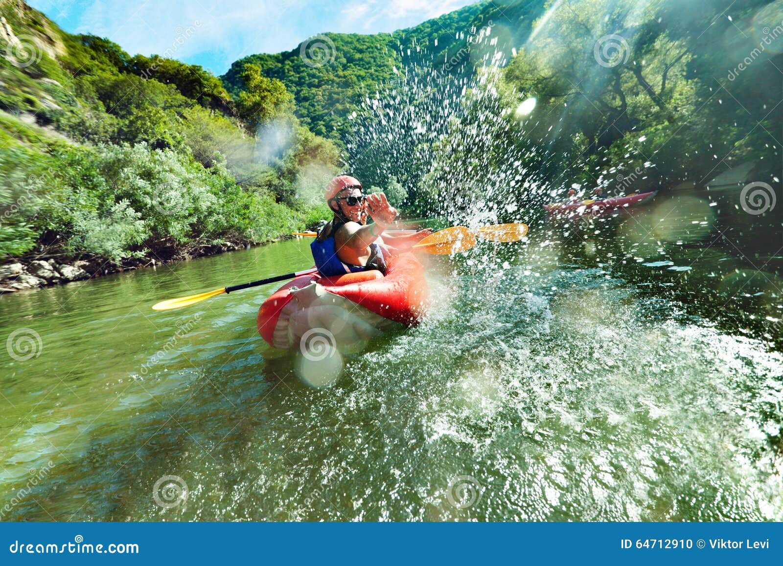 In river canoe splashes stock photo. Image of happy, vessel - 64712910