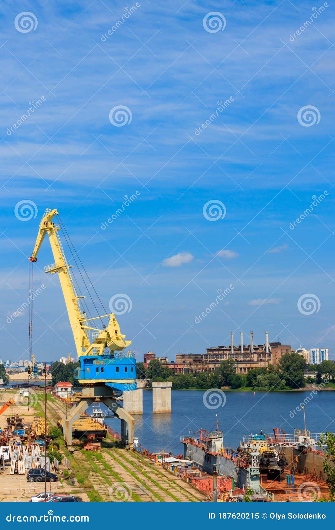 River Cargo Port in Kiev, Ukraine Stock Image - Image of export, blue ...