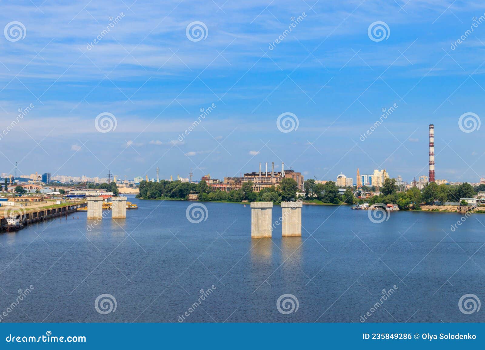 River Cargo Port in Kiev, Ukraine Stock Photo - Image of europe, bridge ...