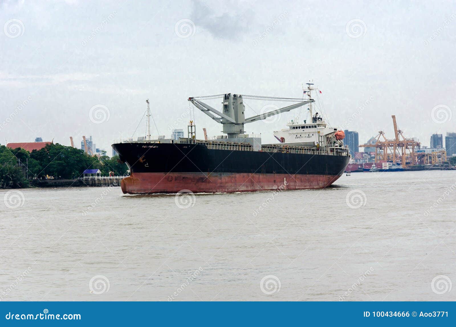 River cargo ship stock photo. Image of industrial, carrier - 100434666