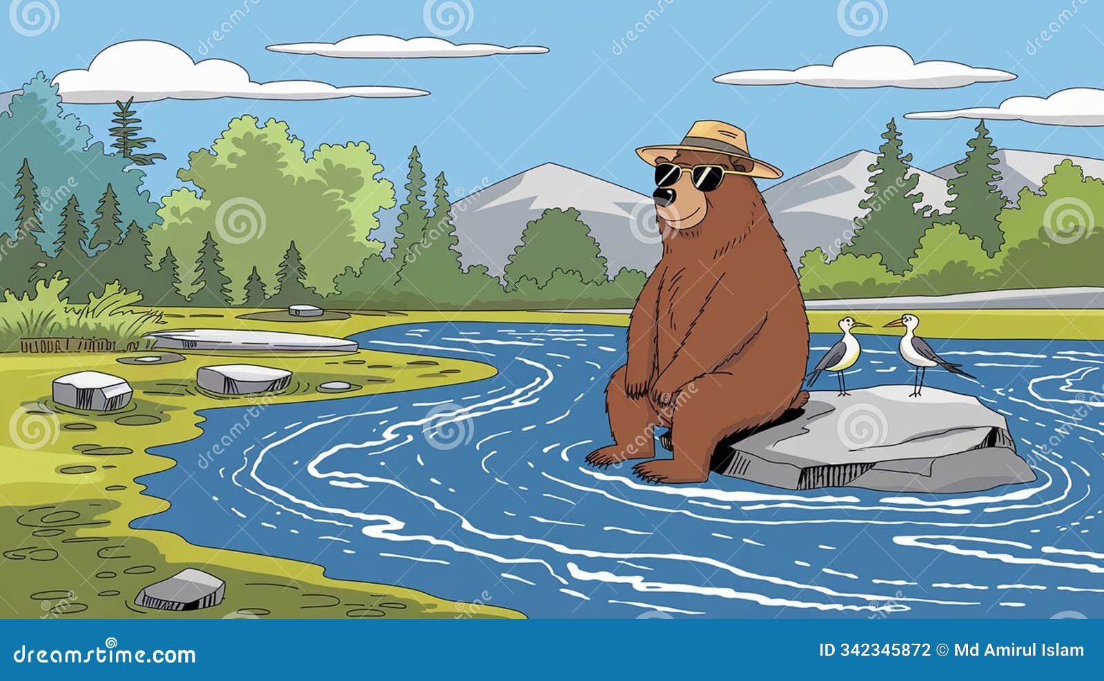 River cartoon image stock illustration. Illustration of scenery - 342345872