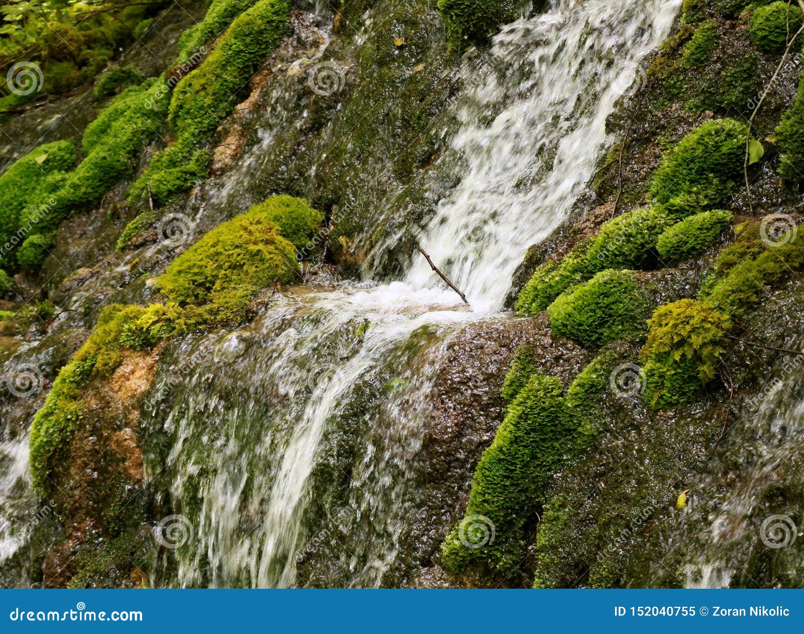 River Cascade with Mossy Rocks Stock Image - Image of river, phenomenon ...
