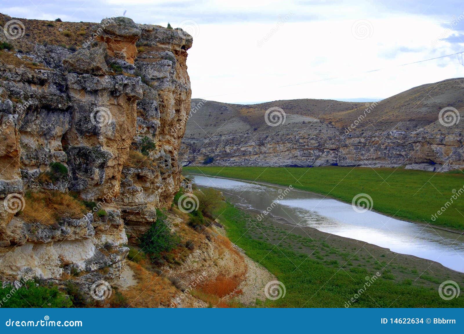 River and cliff stock photo. Image of gobi, calm, reflect - 14622634