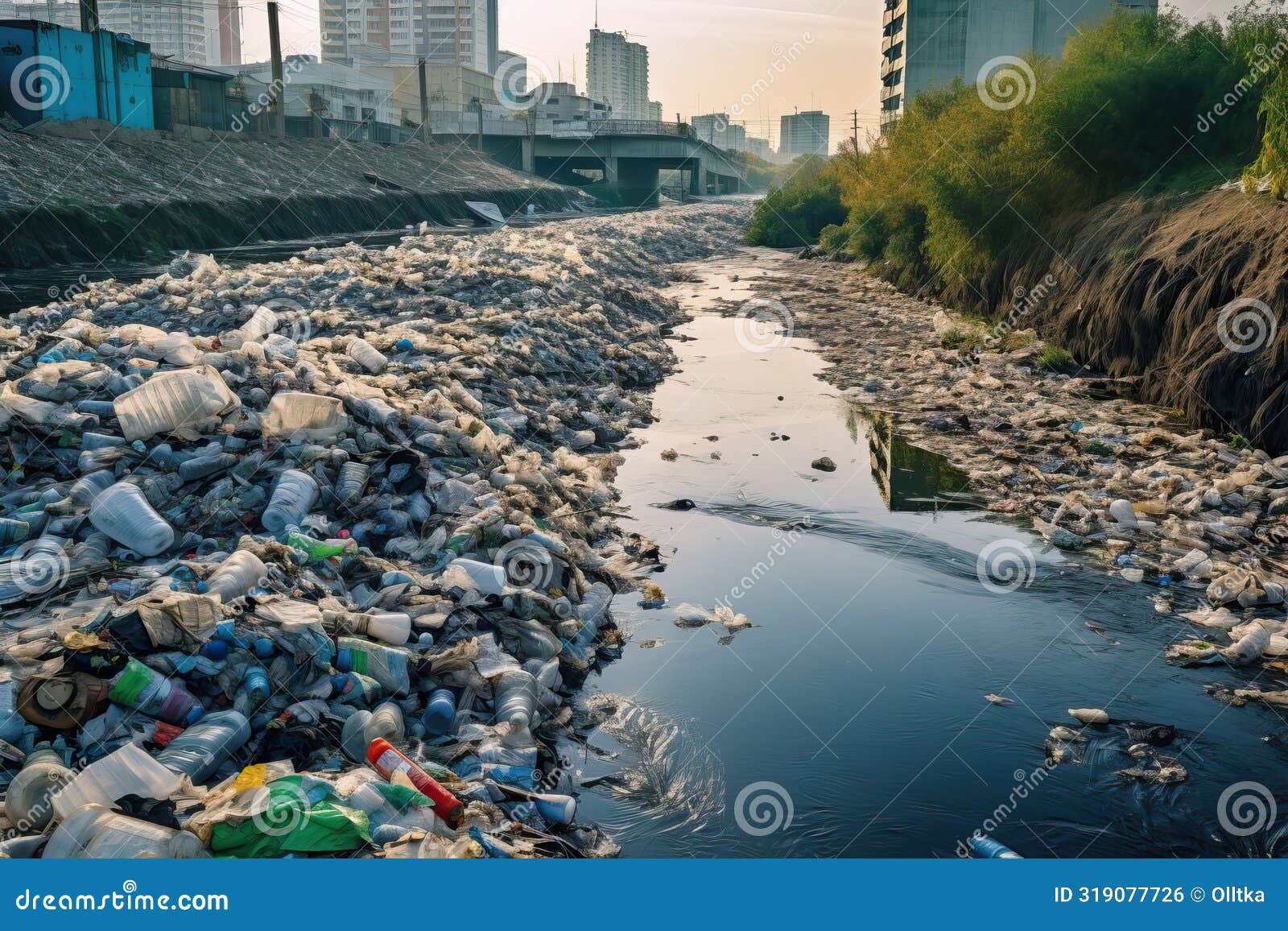 A River Clogged with Plastic Waste Stock Photo - Image of bottle ...