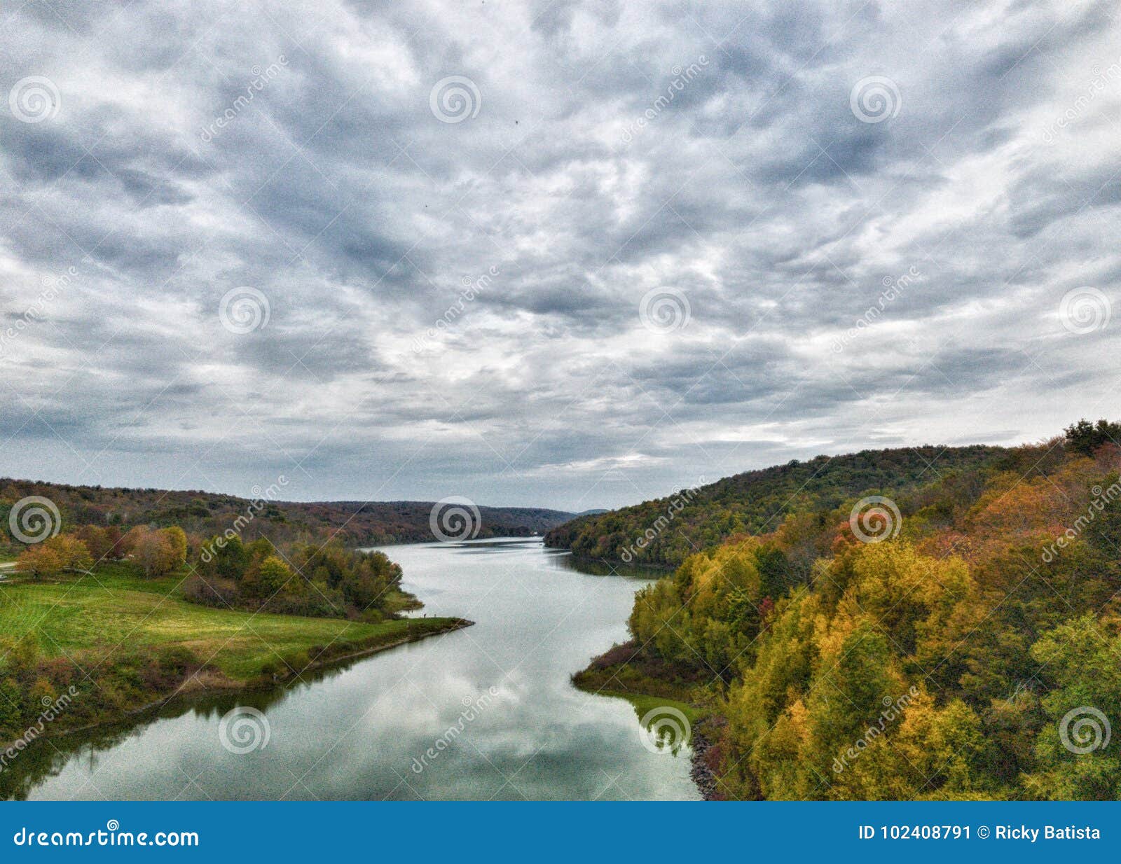 River on a Cloudy Day during Autumn Stock Image - Image of cloudy ...