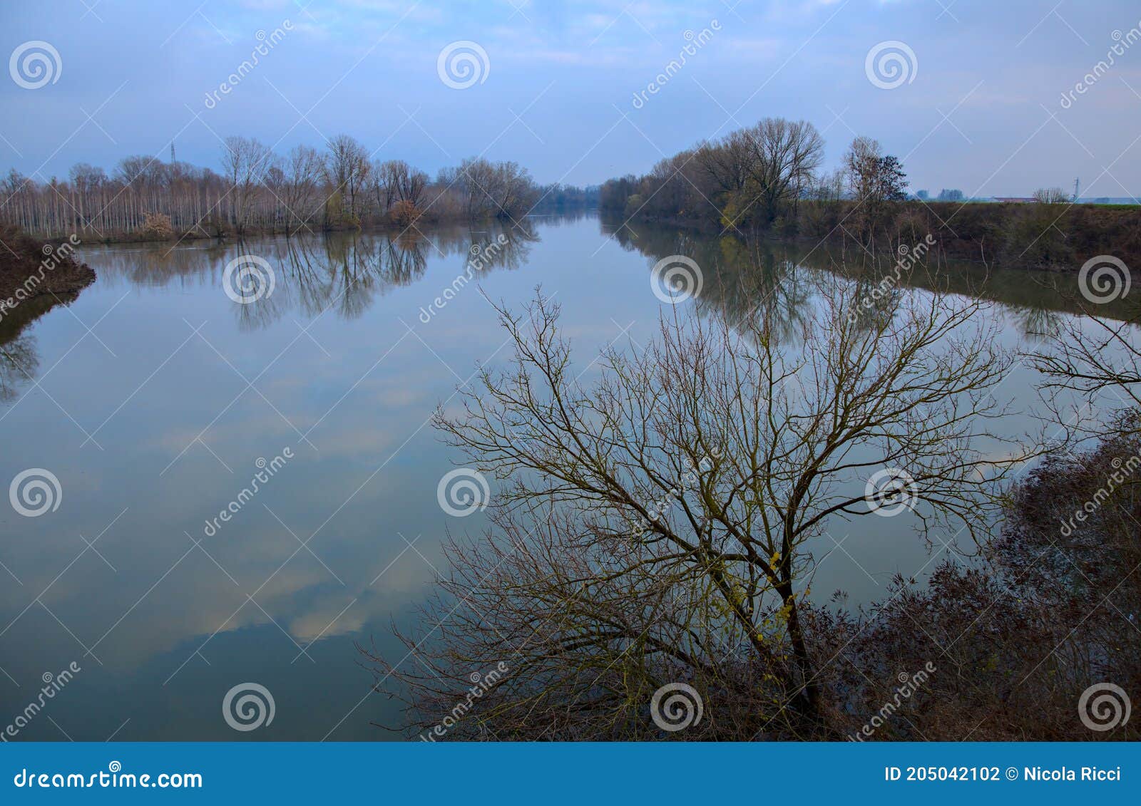 A River in the Countryside at Sunset Stock Photo - Image of creek ...