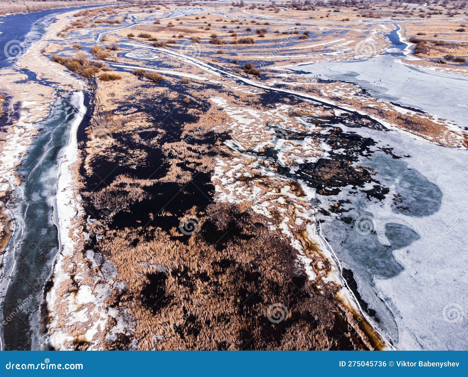 River Covered with Melting Ice in Early Spring. Stock Photo - Image of ...