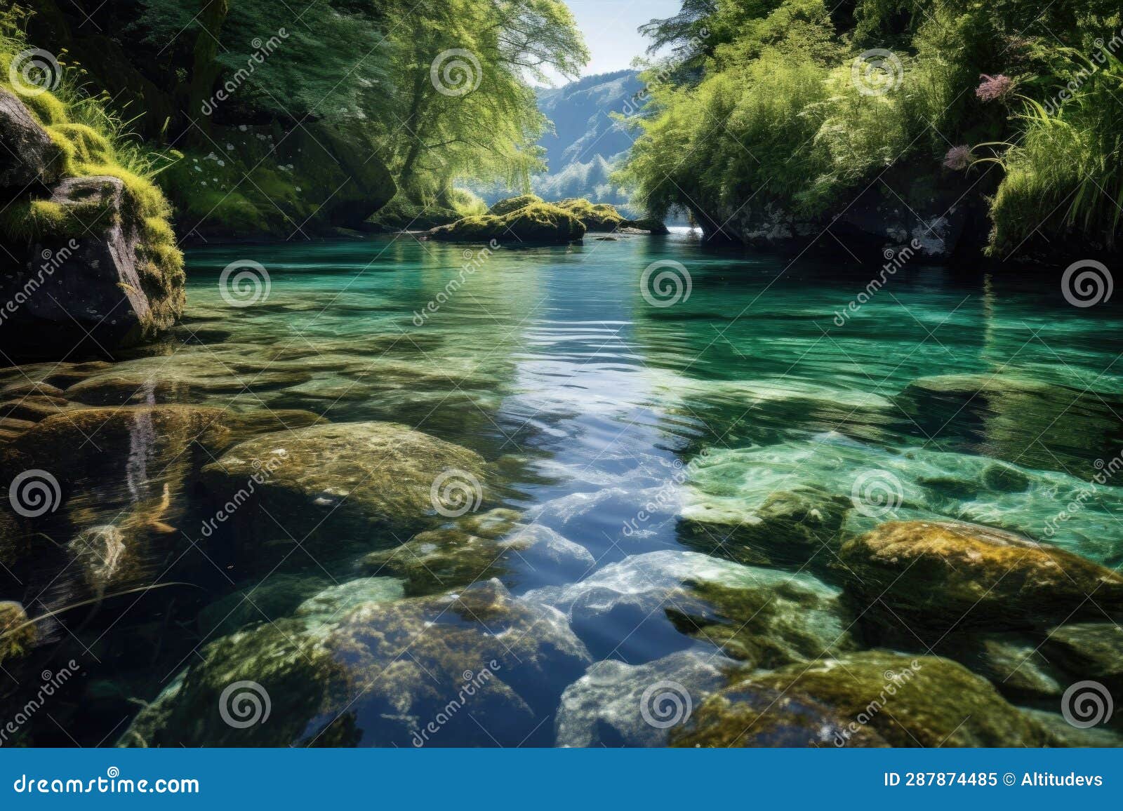 River with Crystal Clear Water and Surrounding Greenery Stock Image ...
