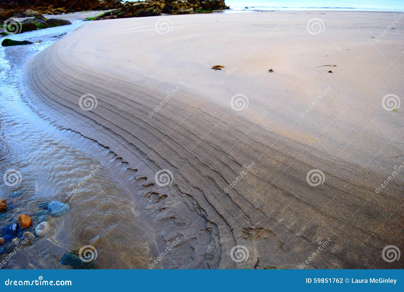 River Cutting through a Beach Stock Photo - Image of stone, tide: 59851762