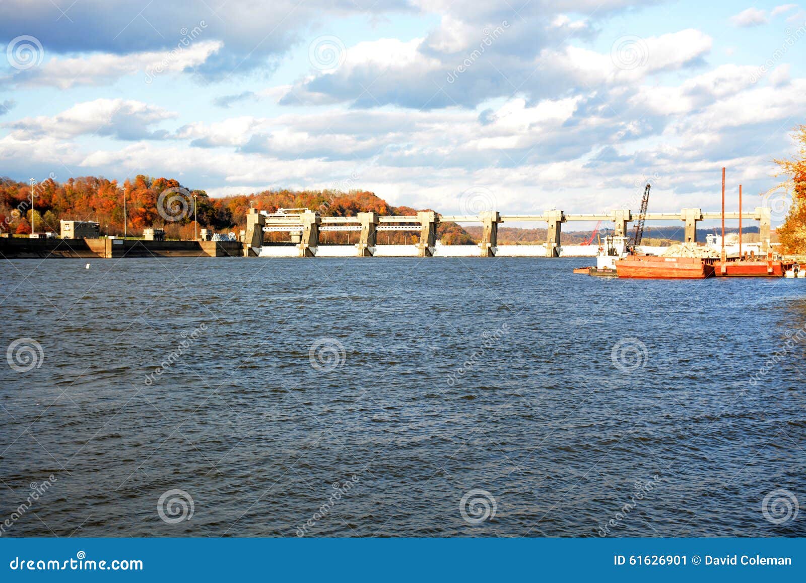 River dam with locks stock image. Image of traffic, river - 61626901
