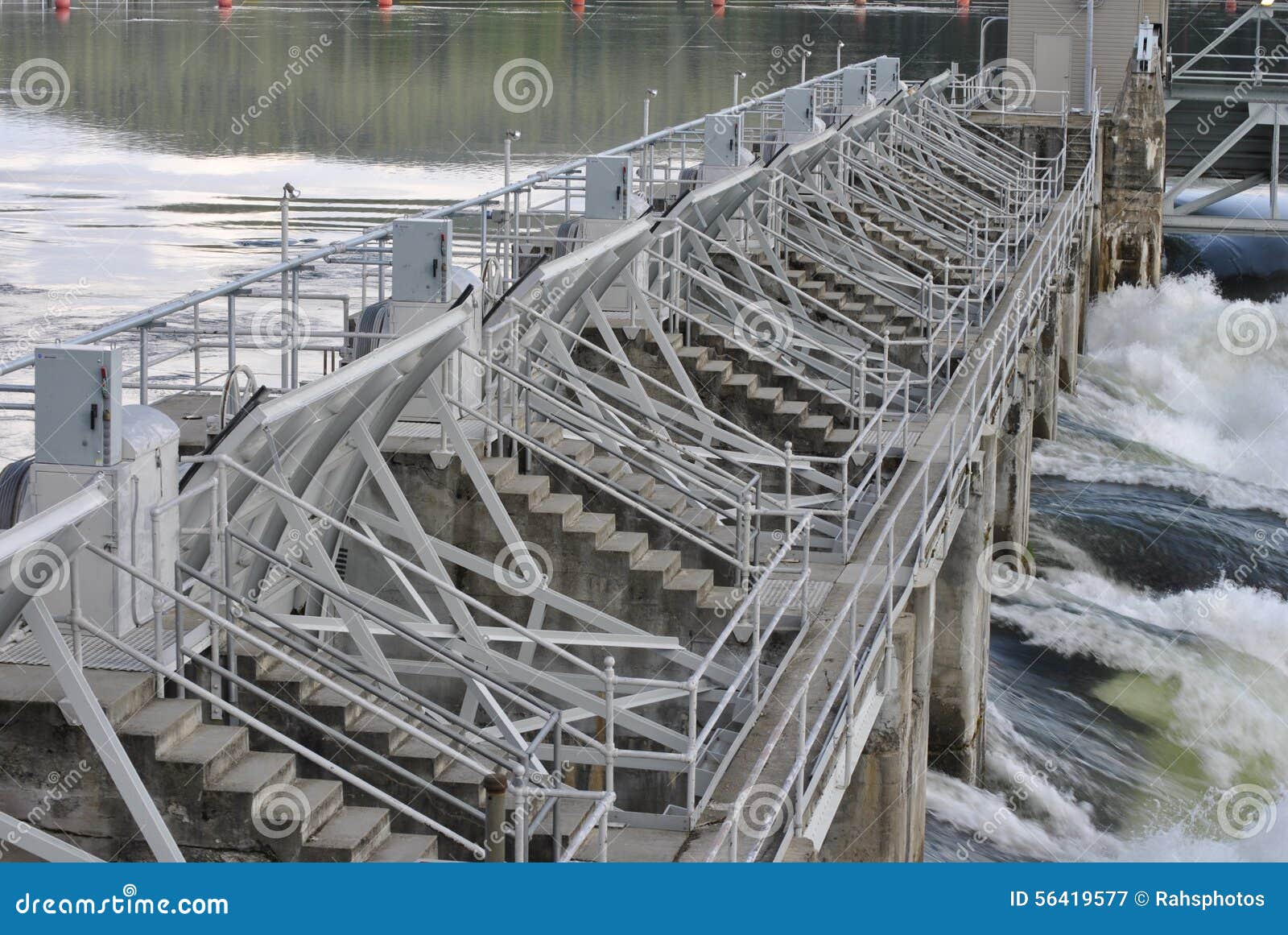 River Dam Spill Gates stock image. Image of concrete - 56419577