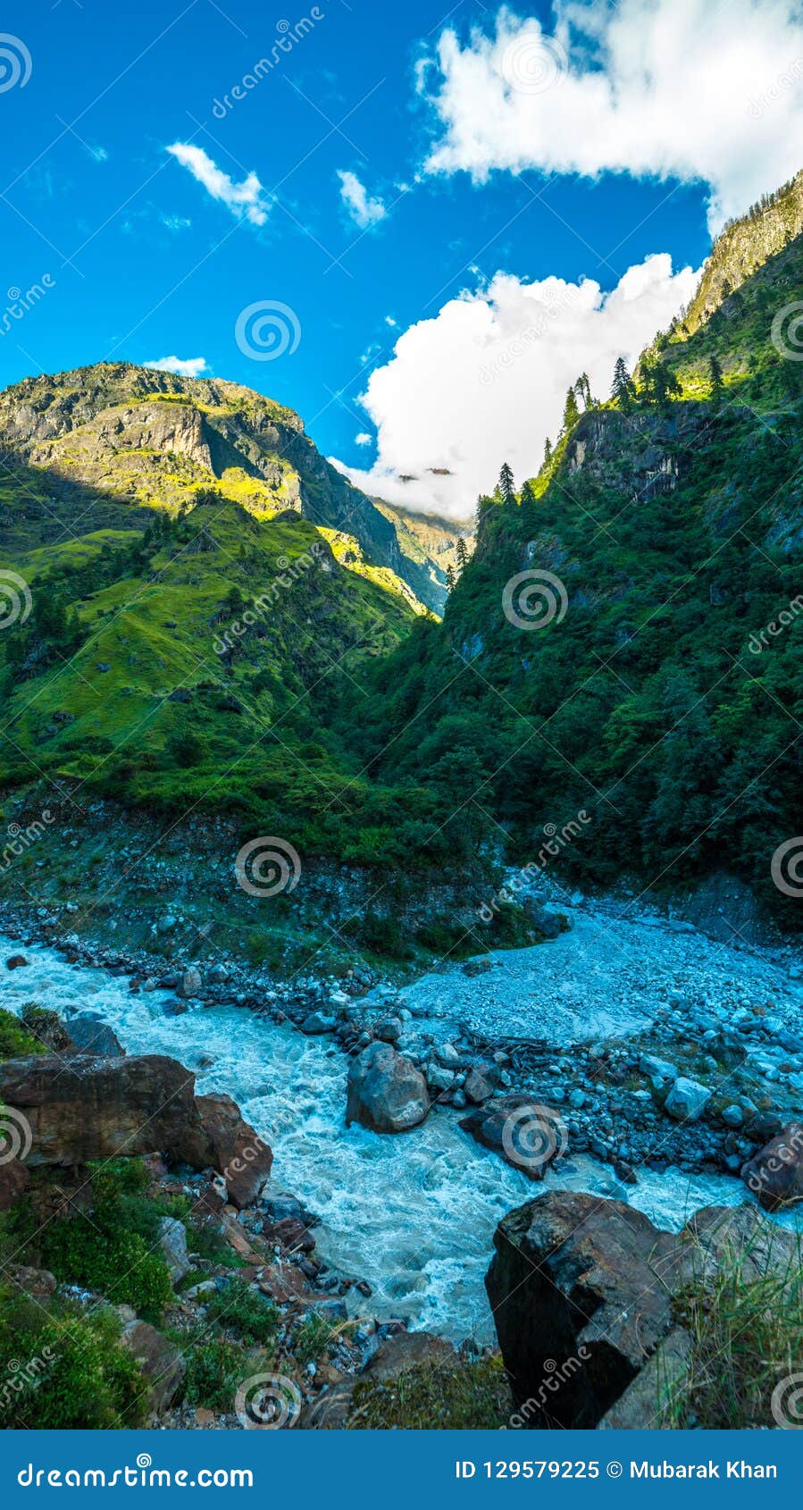 River in Darma Valley in Himalayas Stock Image - Image of cloudy, light ...