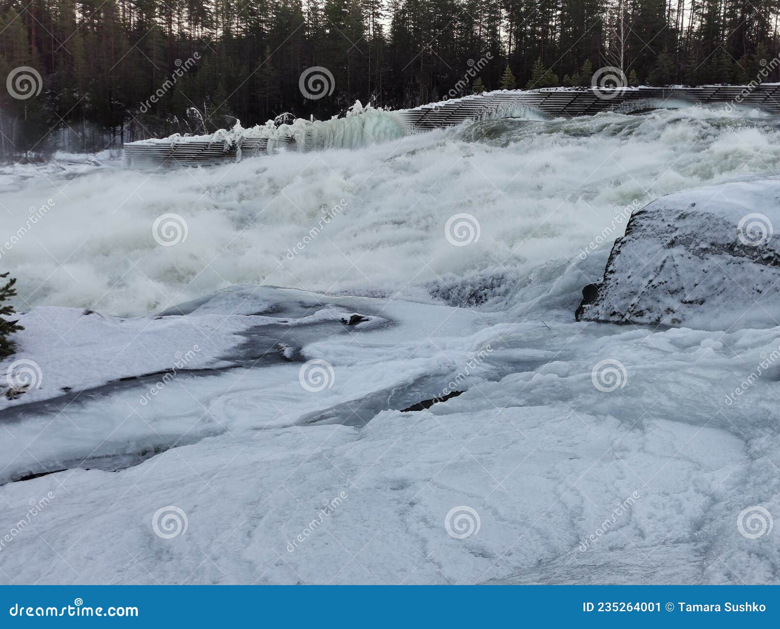 River in December Ice and Moving Water Stock Image - Image of arctic ...