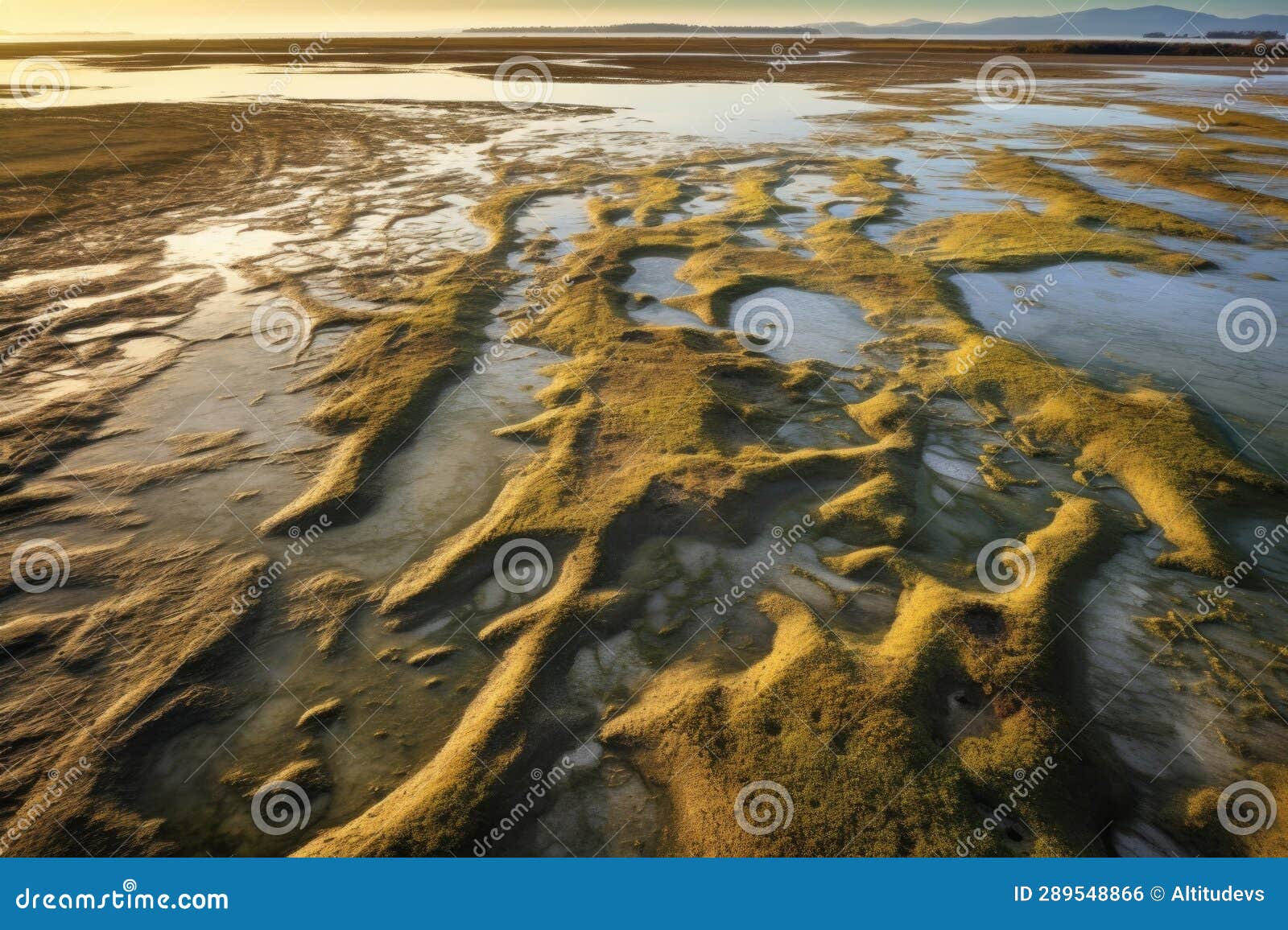 River Delta at Low Tide Revealing Sandbanks and Channels Stock Photo ...
