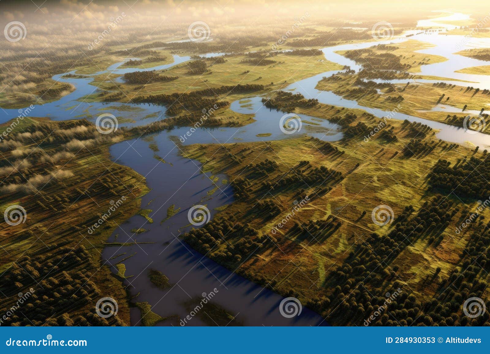 River Delta with Seasonal Flooding, Expanded Area Stock Image - Image ...