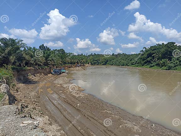River destruction stock photo. Image of sand, mining - 322848020