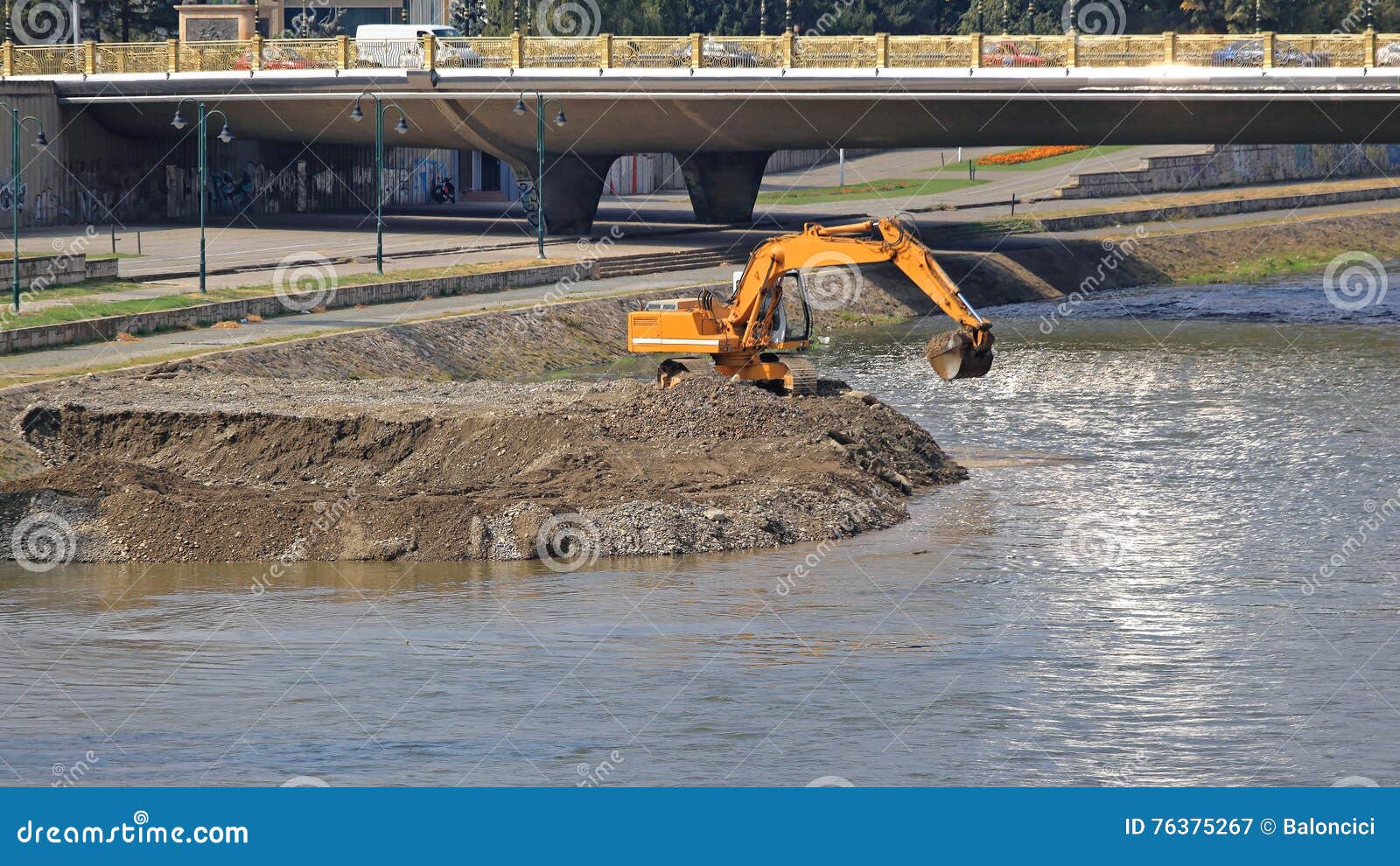 River Digger stock image. Image of stones, river, machinery - 76375267