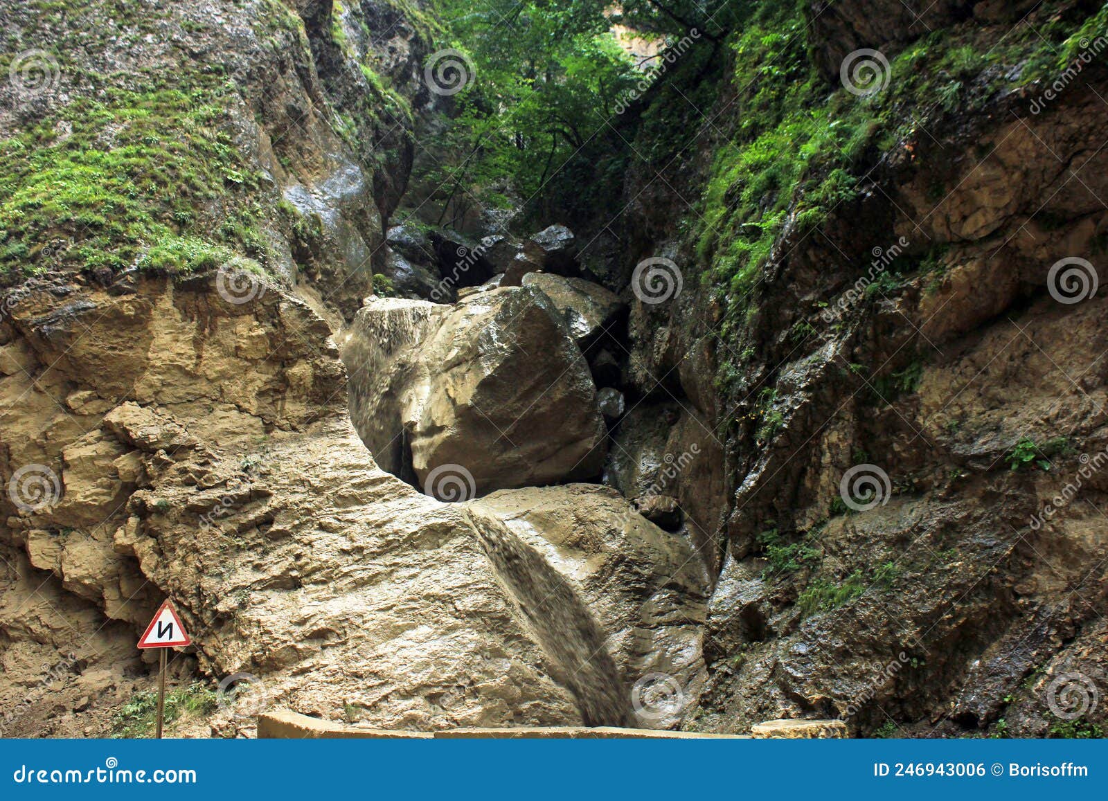 Waterfall with Dirty Water in the Gorge Stock Photo - Image of current ...