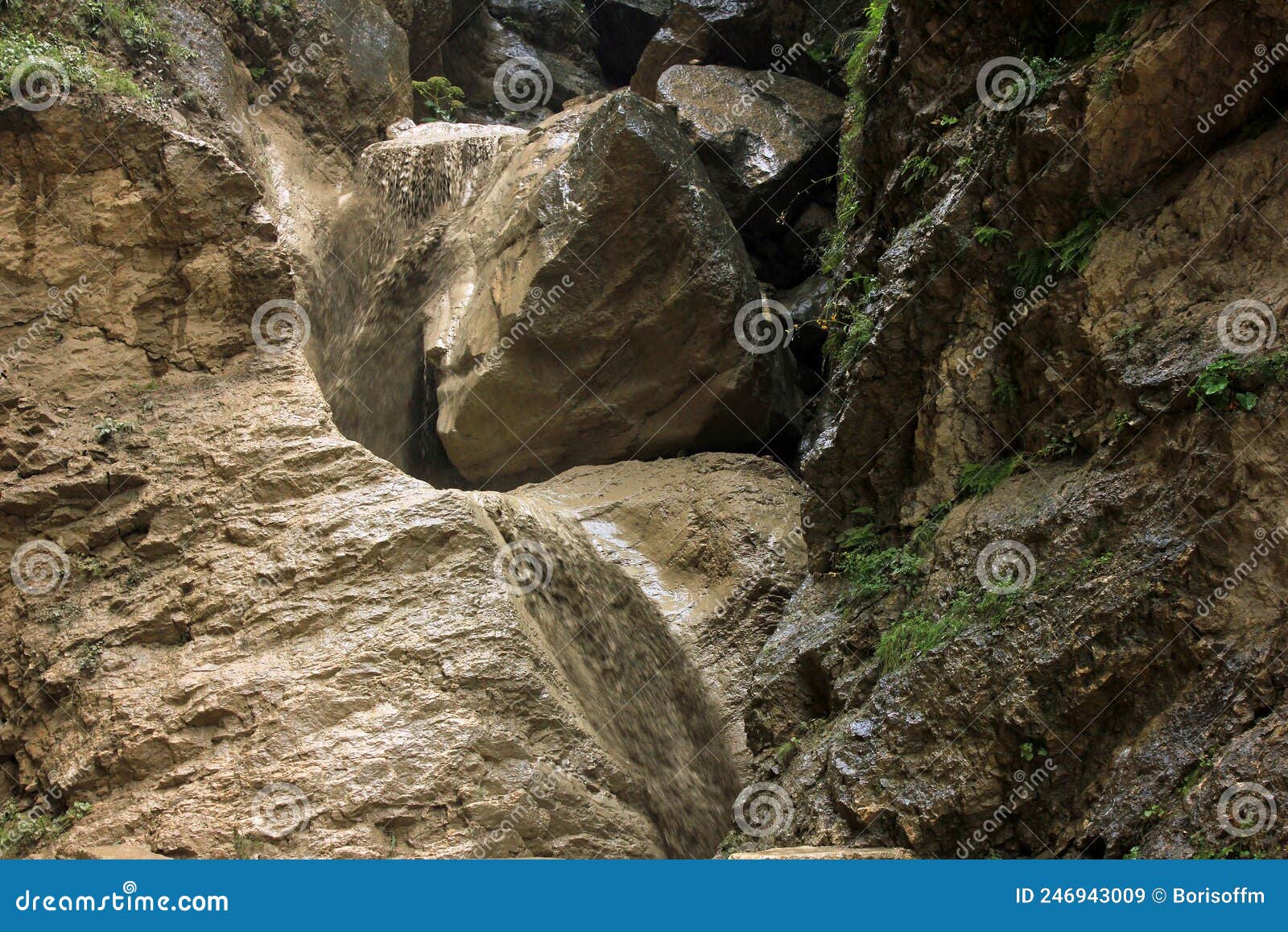Waterfall with Dirty Water in the Gorge Stock Image - Image of flood ...