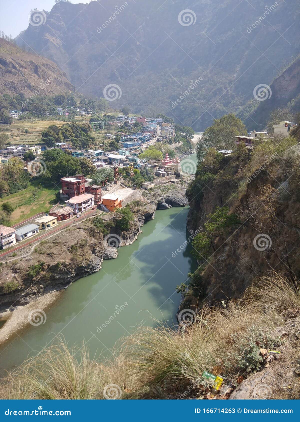 A River Divides Two Nation In Hills Area Stock Image - Image of indian ...