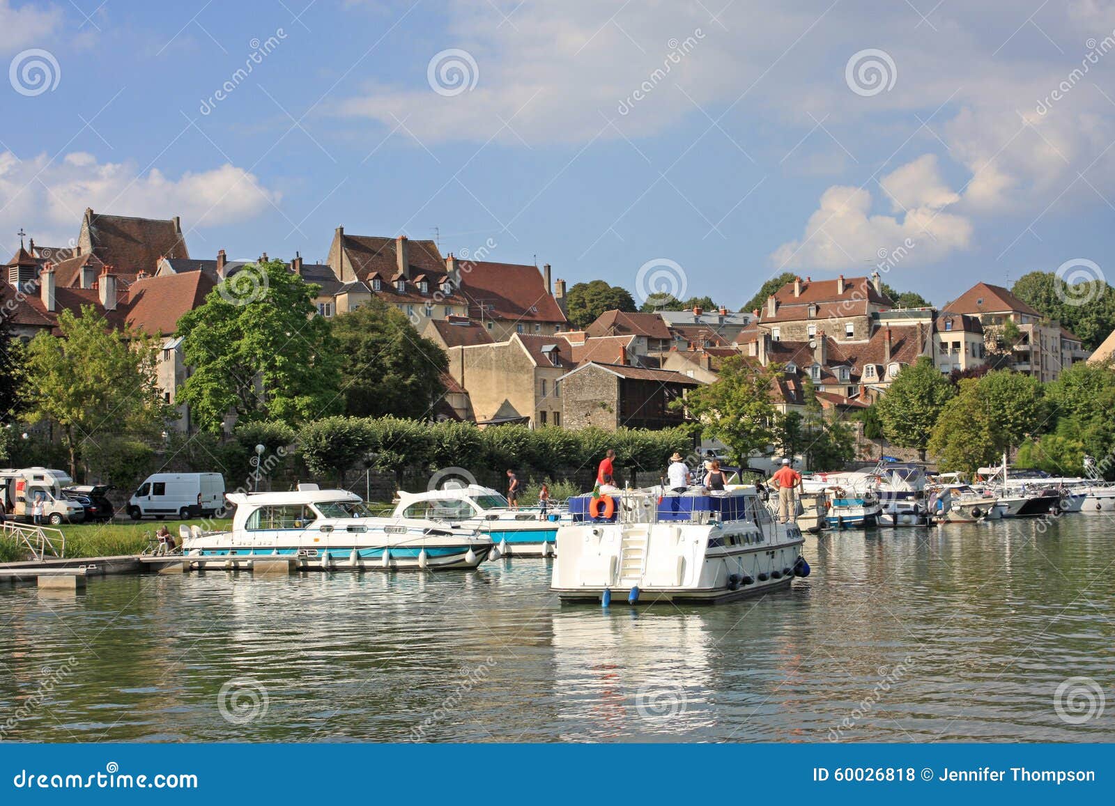 River Doubs, Dole stock photo. Image of grand, boat, town - 60026818