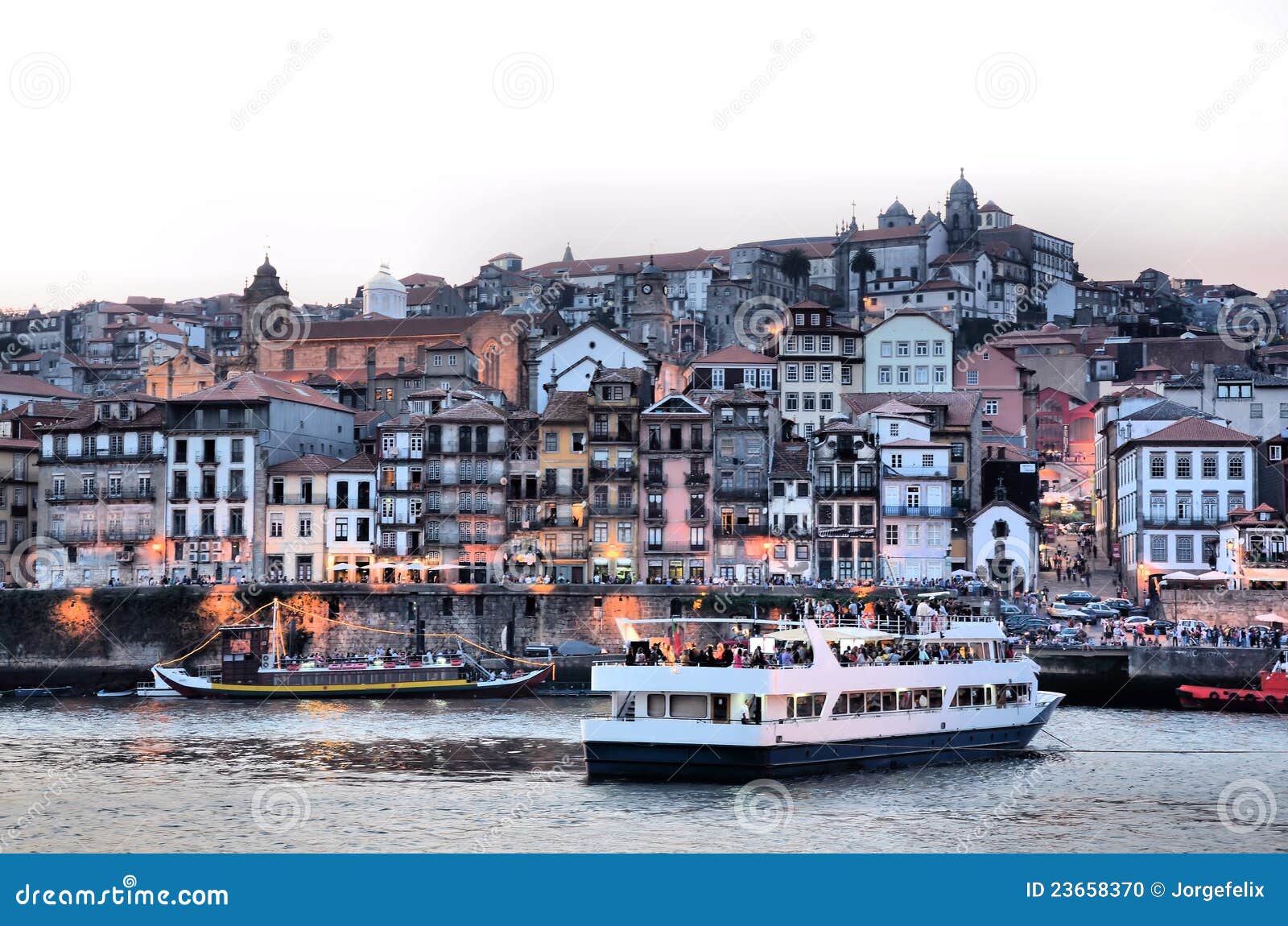 River Douro and the City of Porto at Dusk Stock Photo - Image of light ...