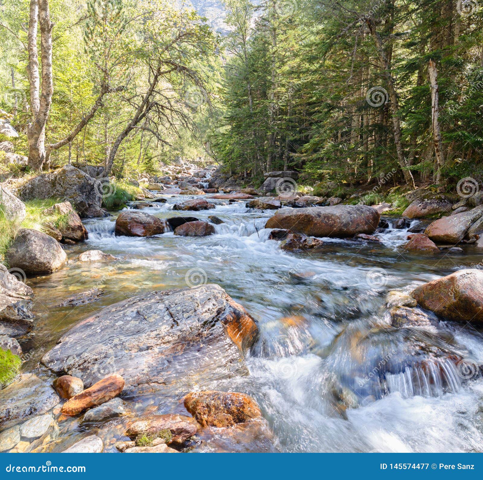 River Downstream Across a Valley in the Pyrenees Stock Image - Image of ...